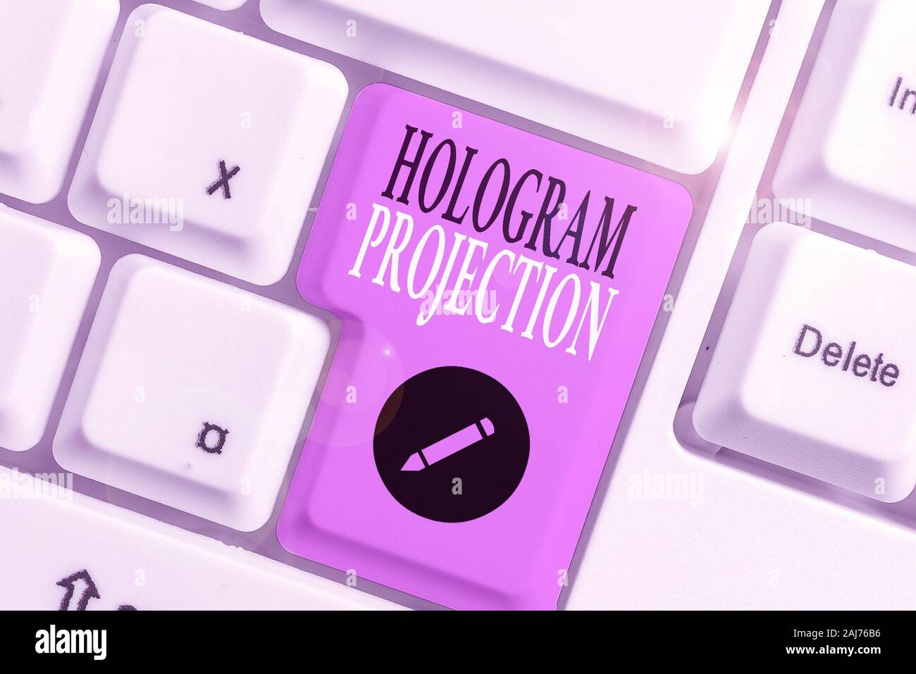 Handwriting text writing Hologram Projection. Conceptual photo ...