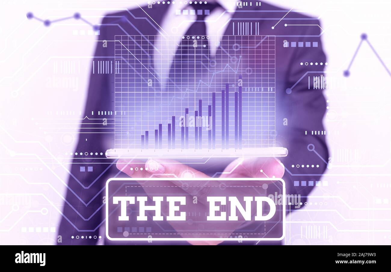 Conceptual hand writing showing The End. Concept meaning Final part of ...