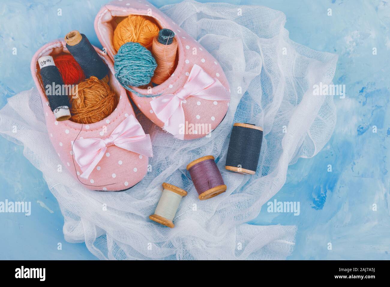 multi-colored threads for sewing and knitting Stock Photo - Alamy