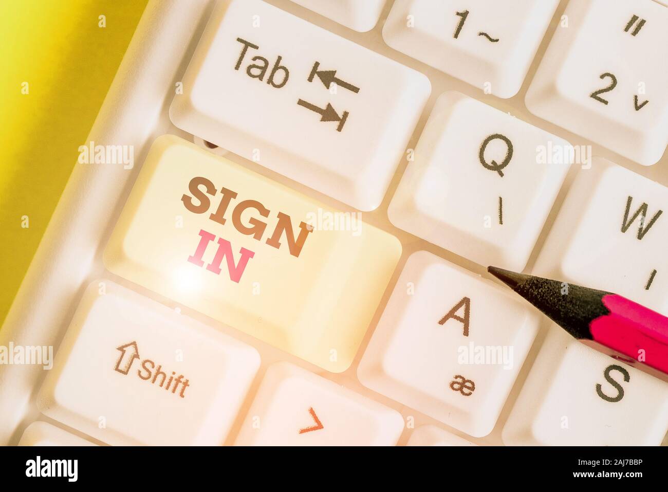 Handwriting text Sign In. Conceptual photo to write your name on a form ...
