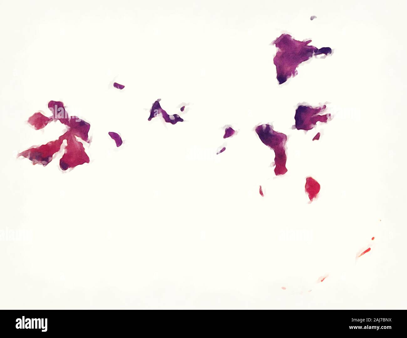 Chuuk Island federal state watercolor map of Micronesia Stock Photo - Alamy