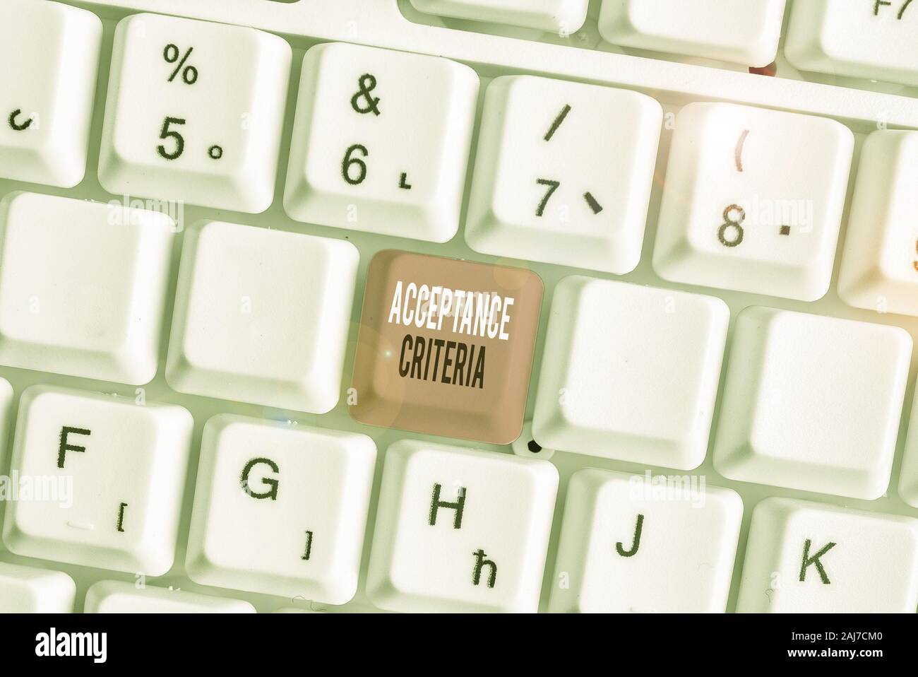 Handwriting text Acceptance Criteria. Conceptual photo Specified ...