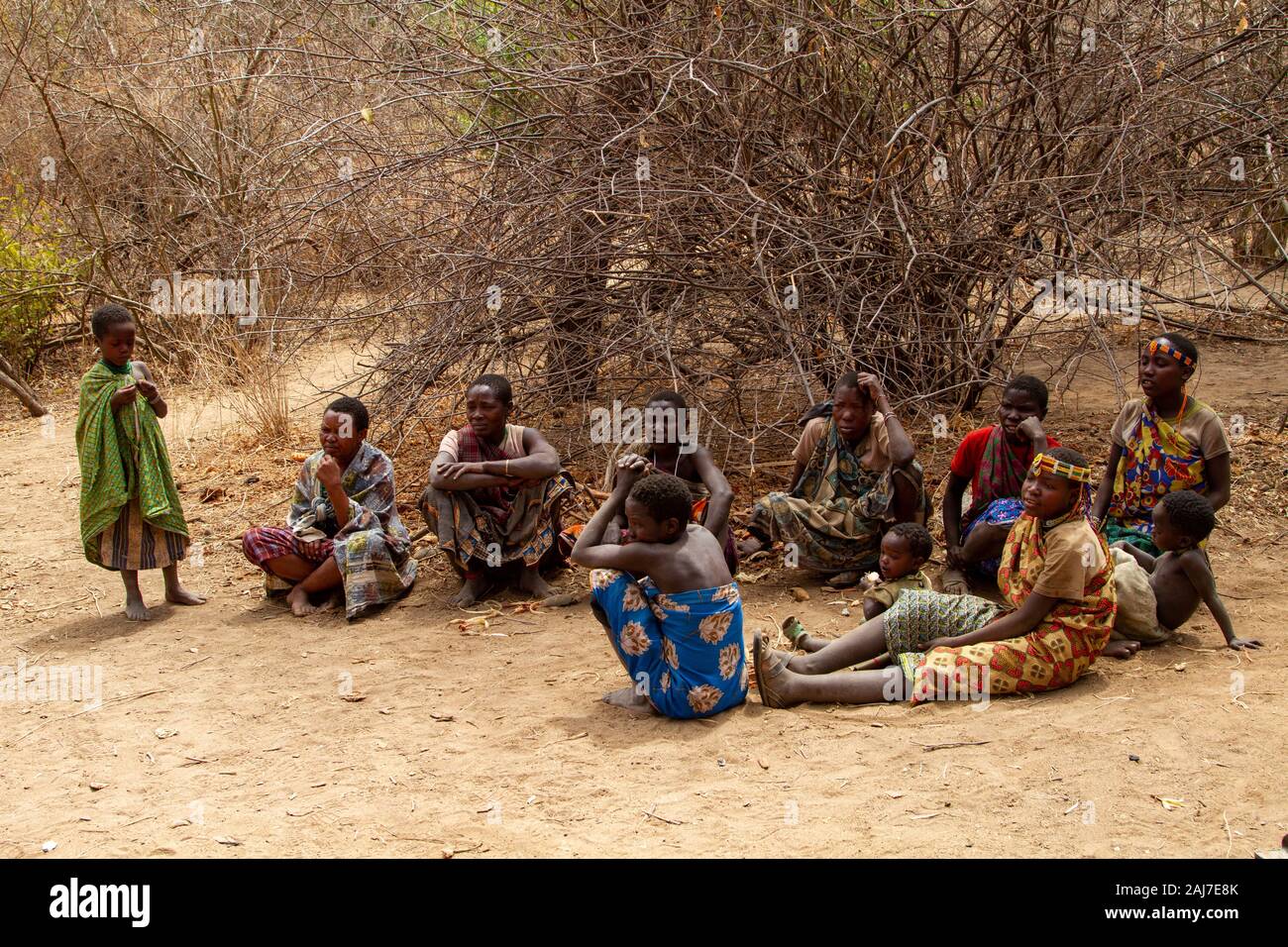 Women and children of Hadzabe indigenous ethnic group in north-central ...