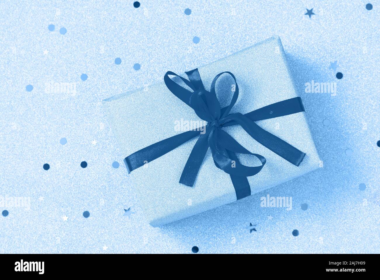 Classic blue 2020. Gradient color palette. Handmade Christmas gift box ...