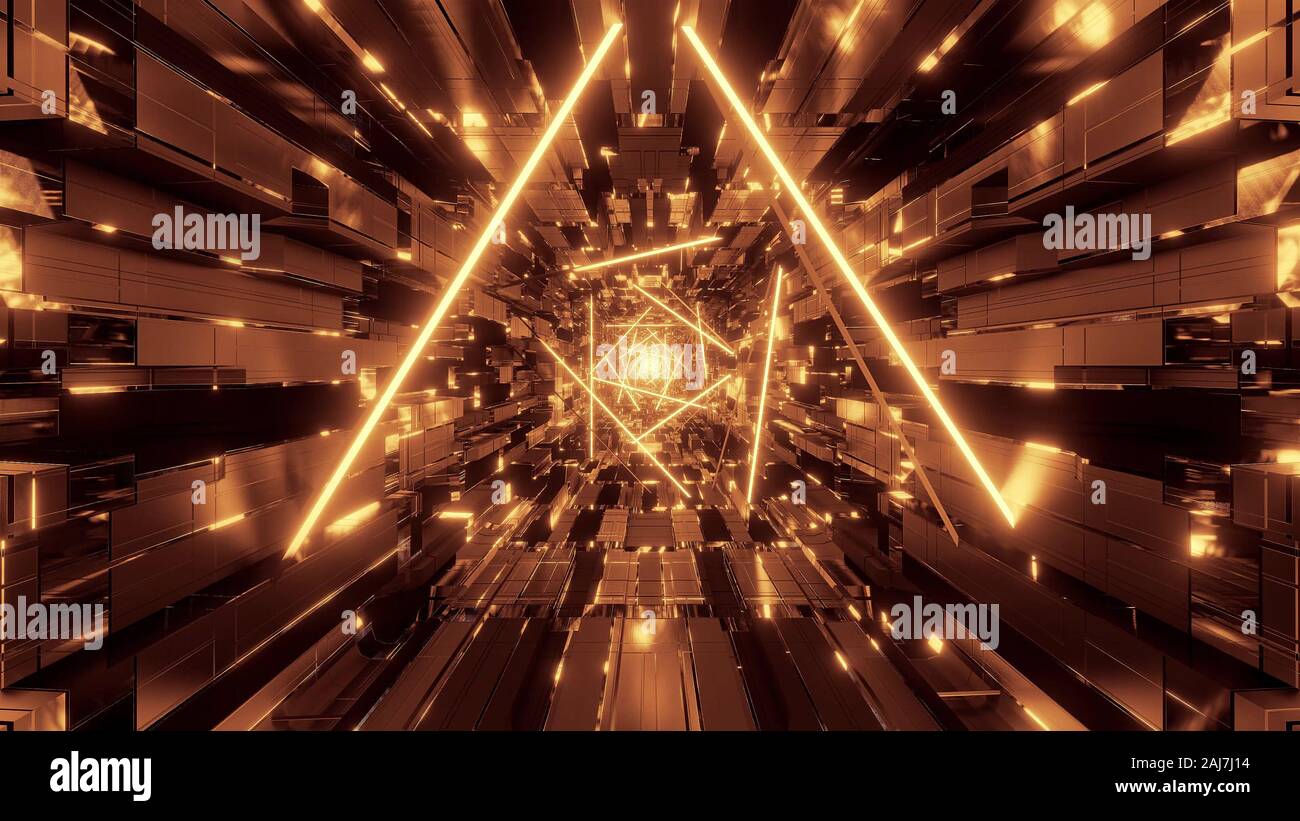 abstract glowing wireframe design graphic artworkwith technical tunnel ...