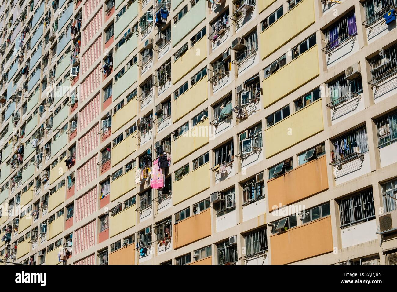 rainbow colored building facade in HongKong Stock Photo - Alamy