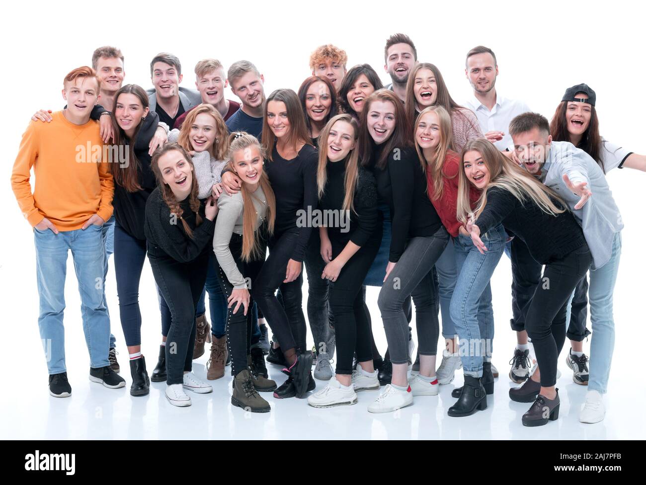 large group of happy young people standing together Stock Photo - Alamy