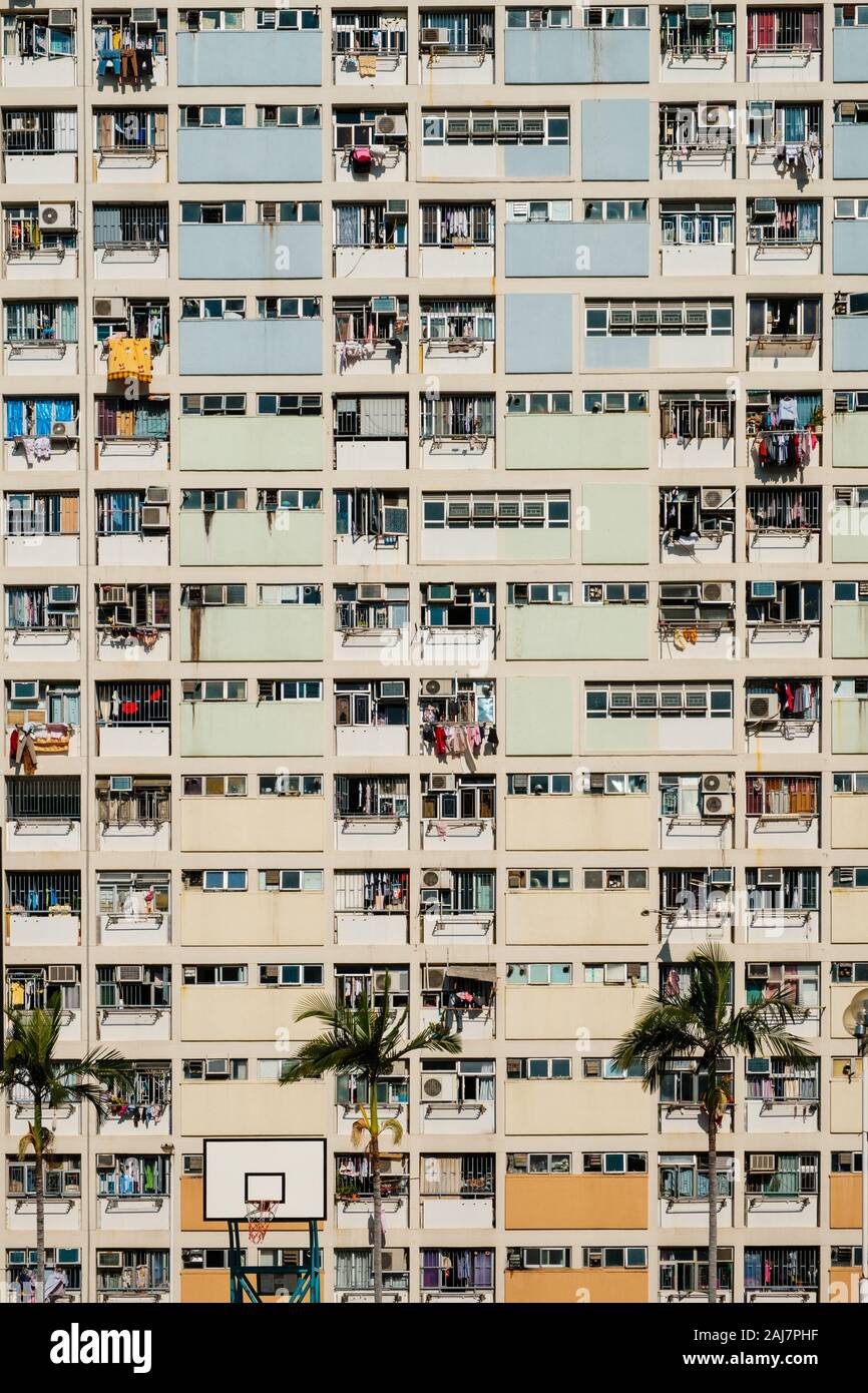 rainbow colored building facade in HongKong Stock Photo - Alamy