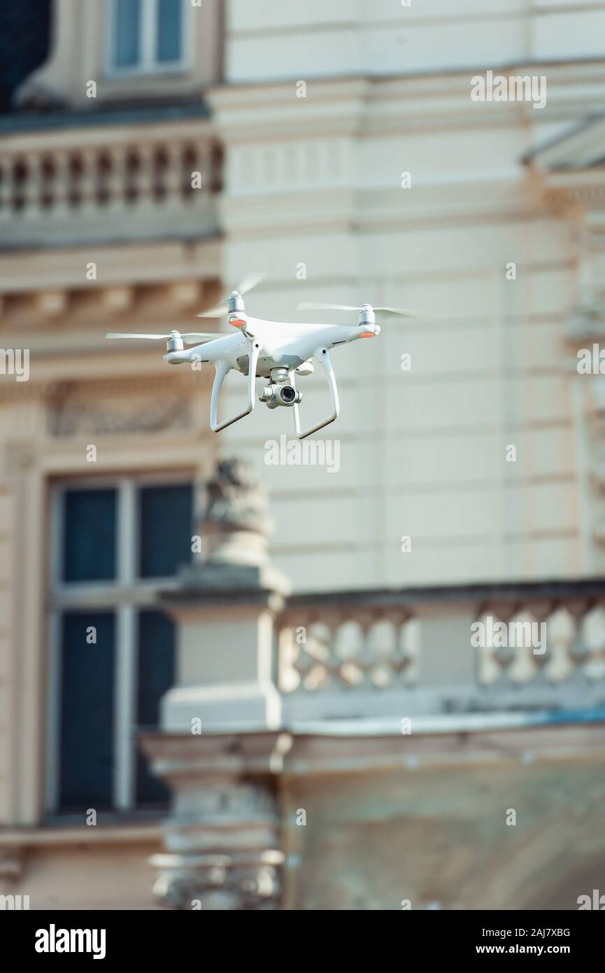 small quad copter in the sky Stock Photo - Alamy