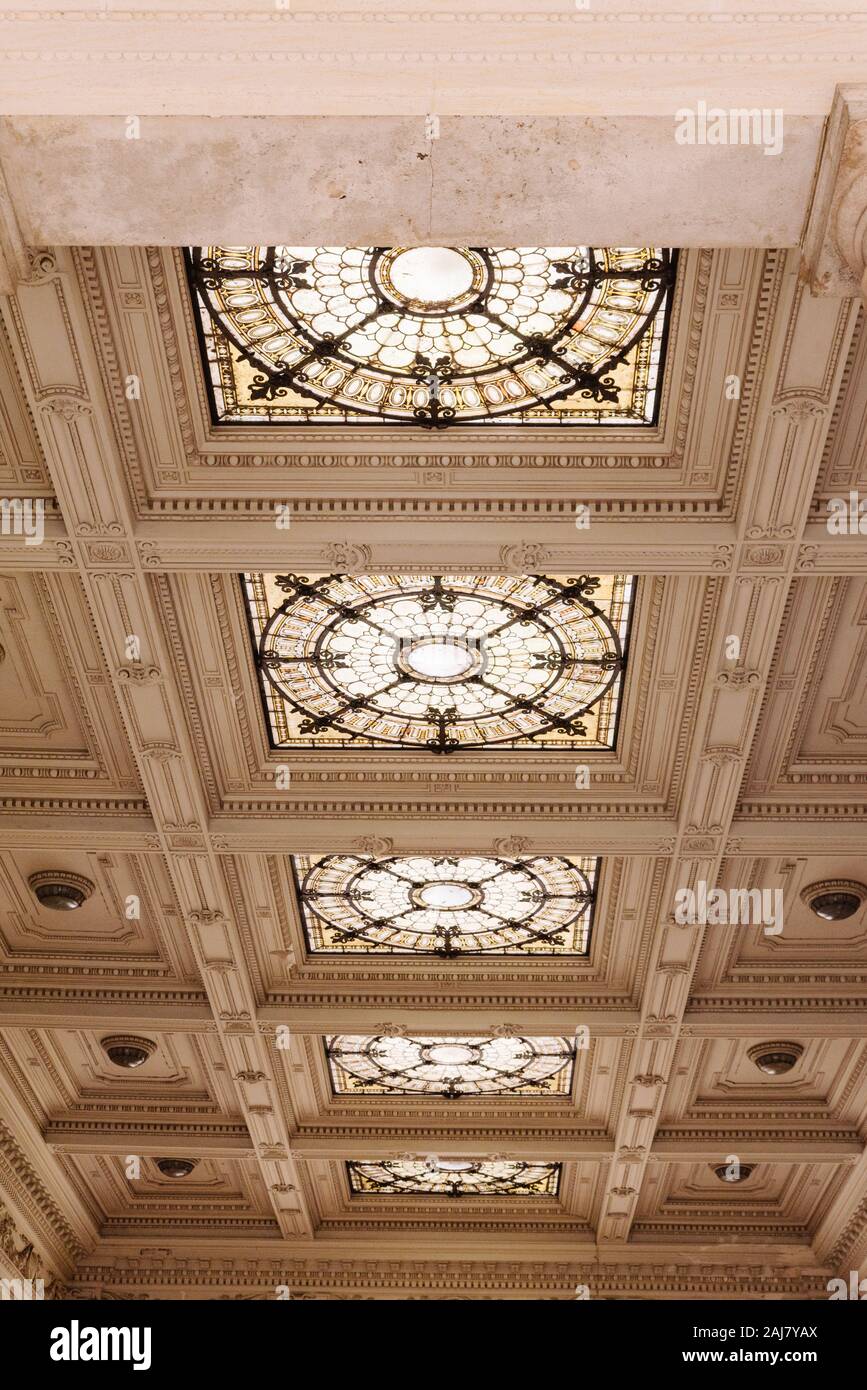 Luxury tall hall with glass ceilings. Magnificent general architecture ...