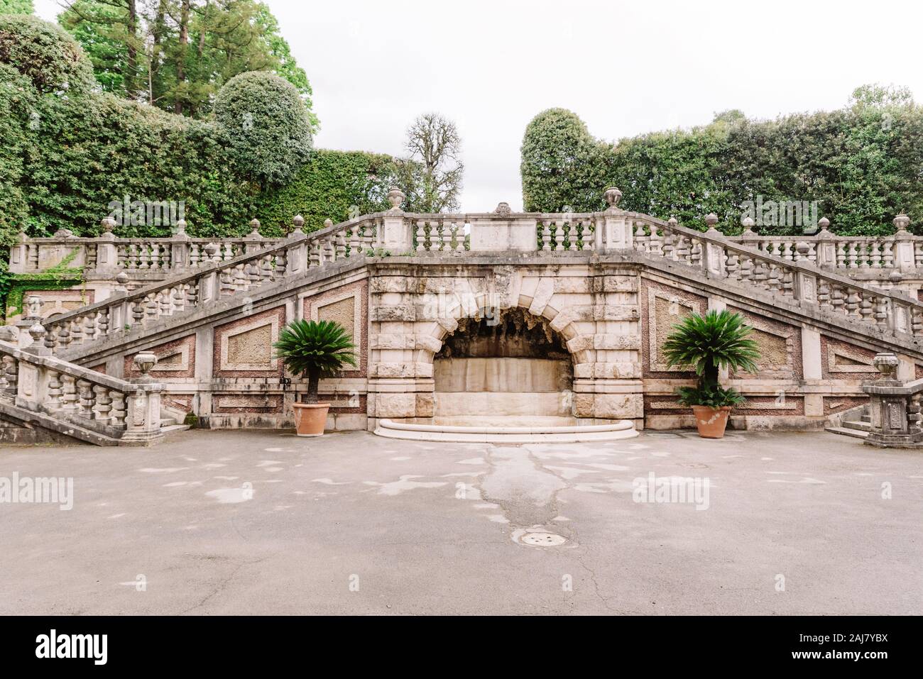 Ancient architecture of Italy. Old steps in the large garden of the ...