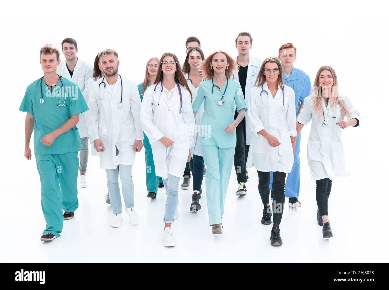 top view. a group of smiling doctors pointing at you Stock Photo - Alamy