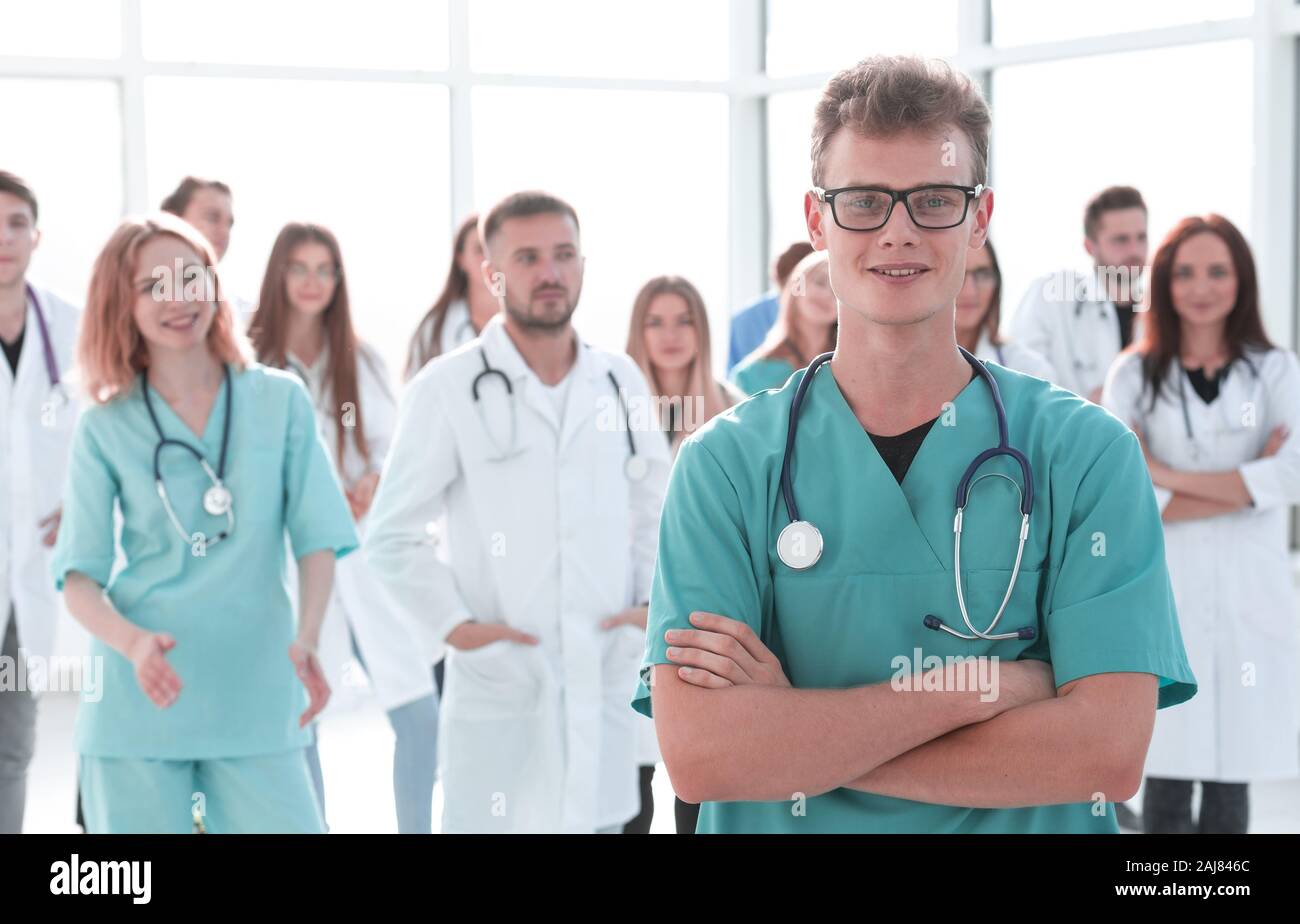 close up. a friendly group of young people looking forward Stock Photo ...