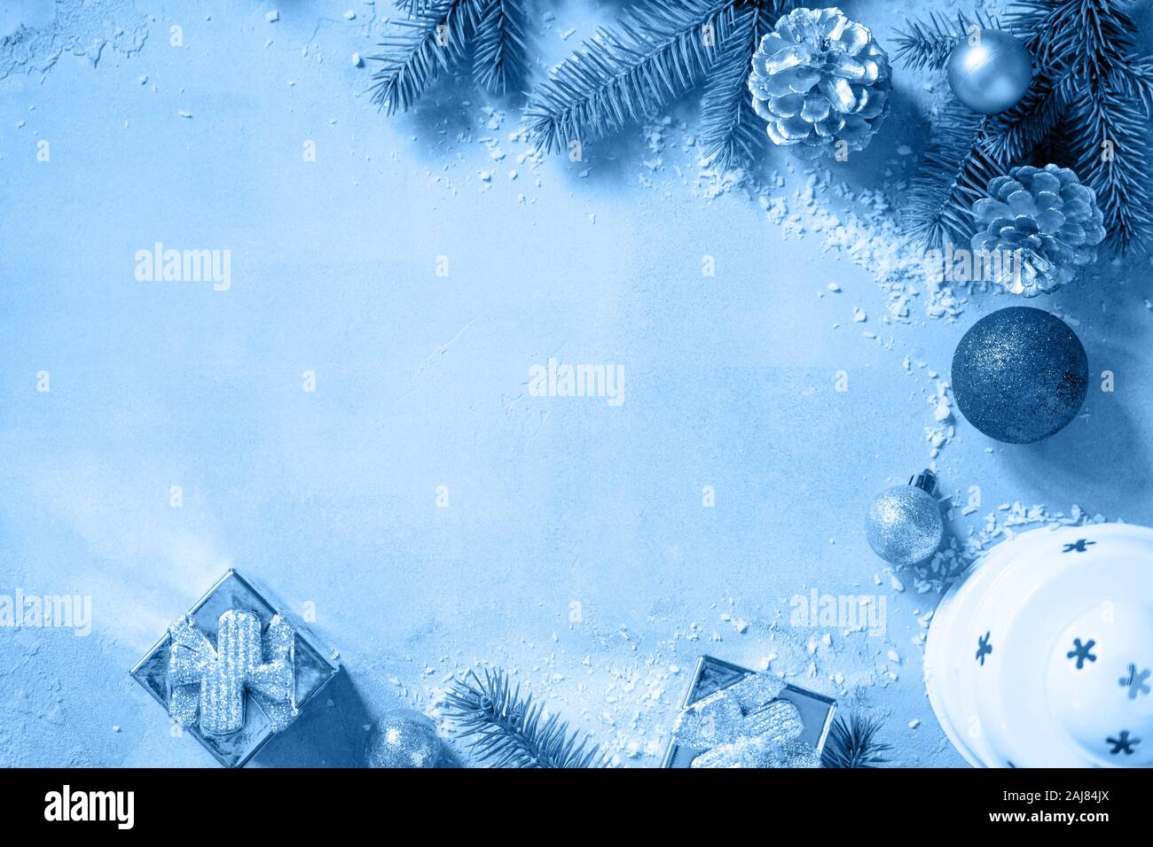Classic blue 2020. Gradient color palette. Christmas fir branch ...
