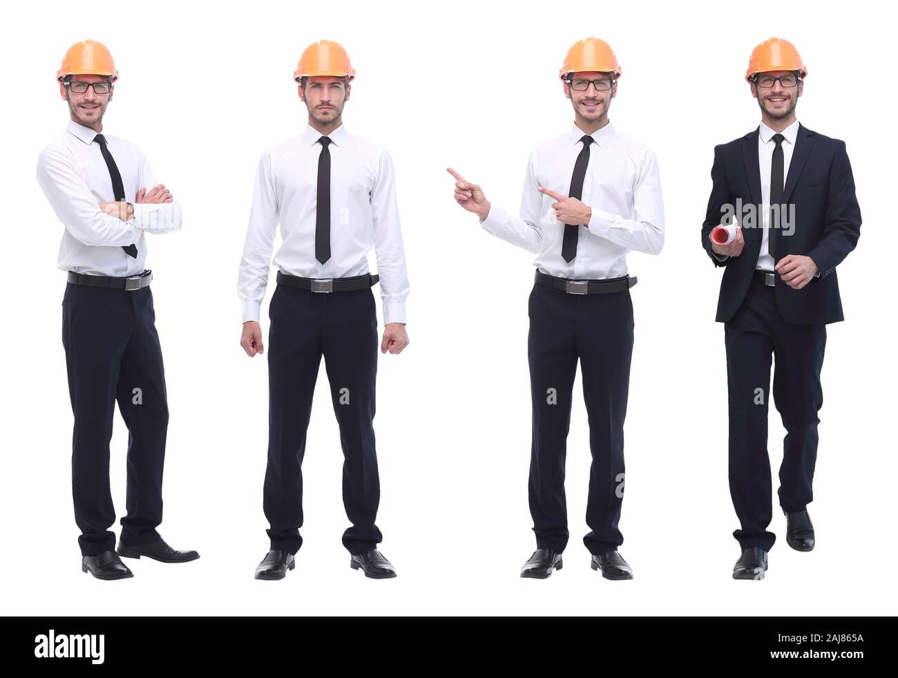 in full growth .competent engineer architect isolated on white Stock ...