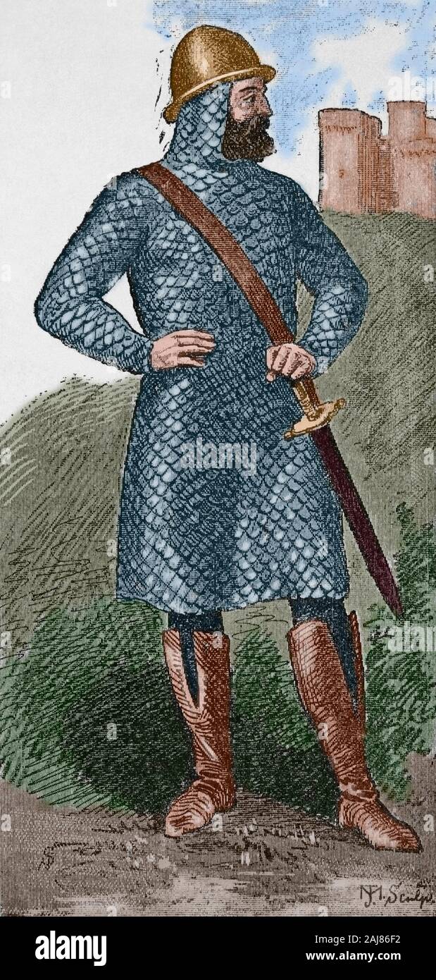 Early Medieval Period. Iberian Peninsula. Noble visigoth. Engraving ...