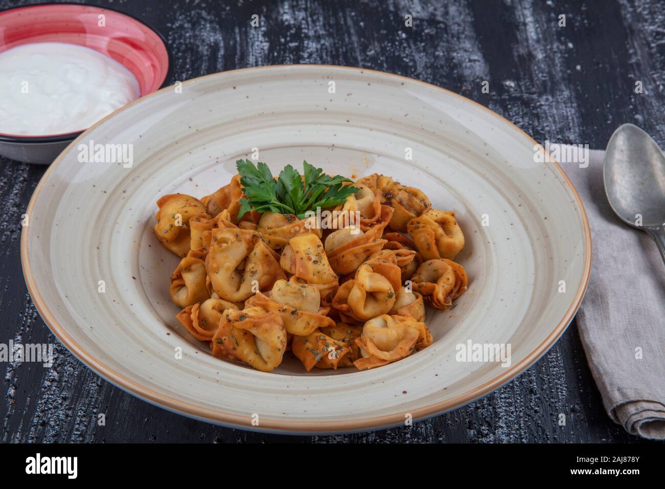 Traditional Turkish cuisine - Manti - turkish ravioli Stock Photo - Alamy
