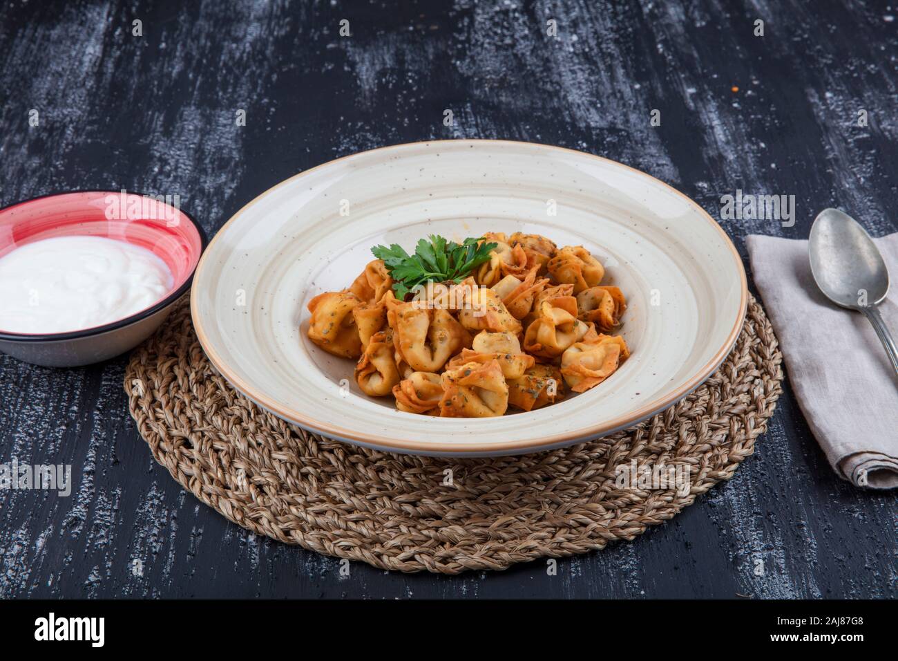 Traditional Turkish cuisine - Manti - turkish ravioli Stock Photo - Alamy