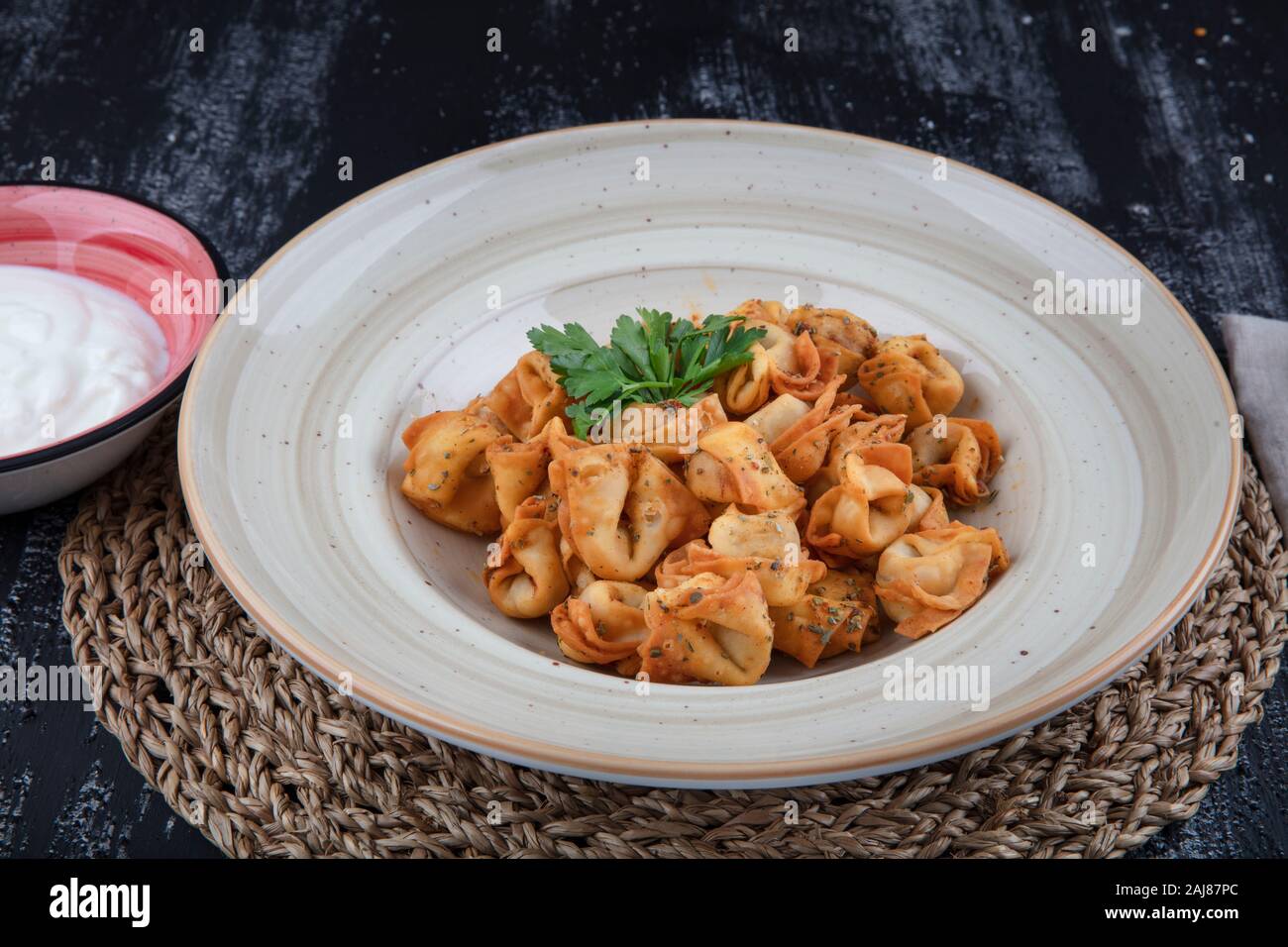 Traditional Turkish cuisine - Manti - turkish ravioli Stock Photo - Alamy