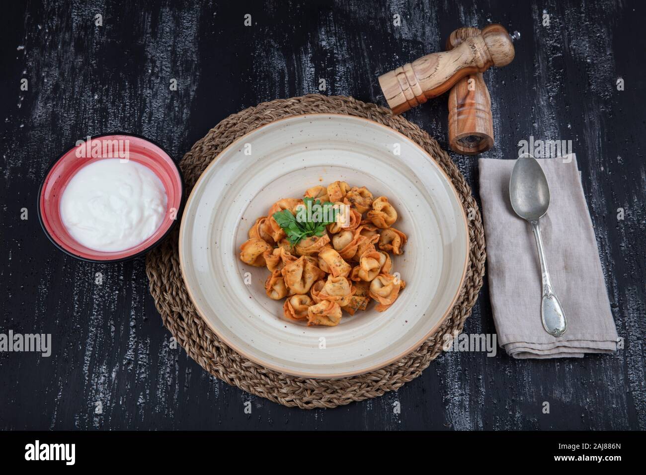 Traditional Turkish cuisine - Manti - turkish ravioli Stock Photo - Alamy