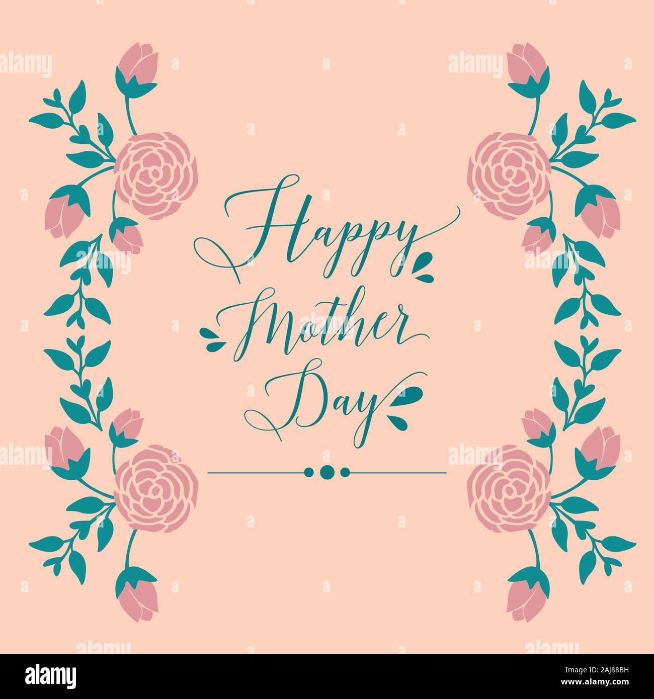 Elegant happy mother day greeting card concept, with unique ornate leaf ...