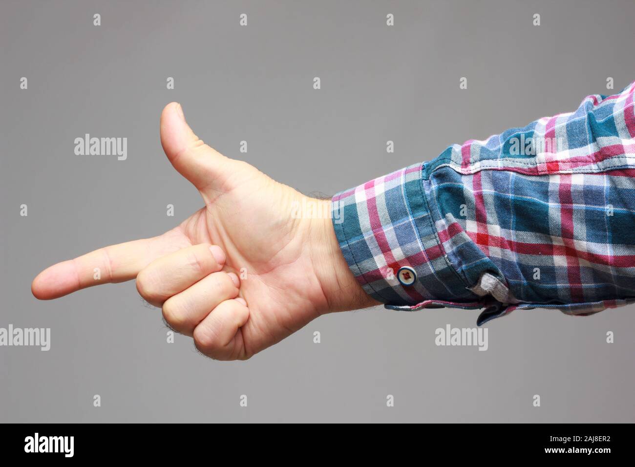 Hand of an adult person making signs and signals, showing numbers ...