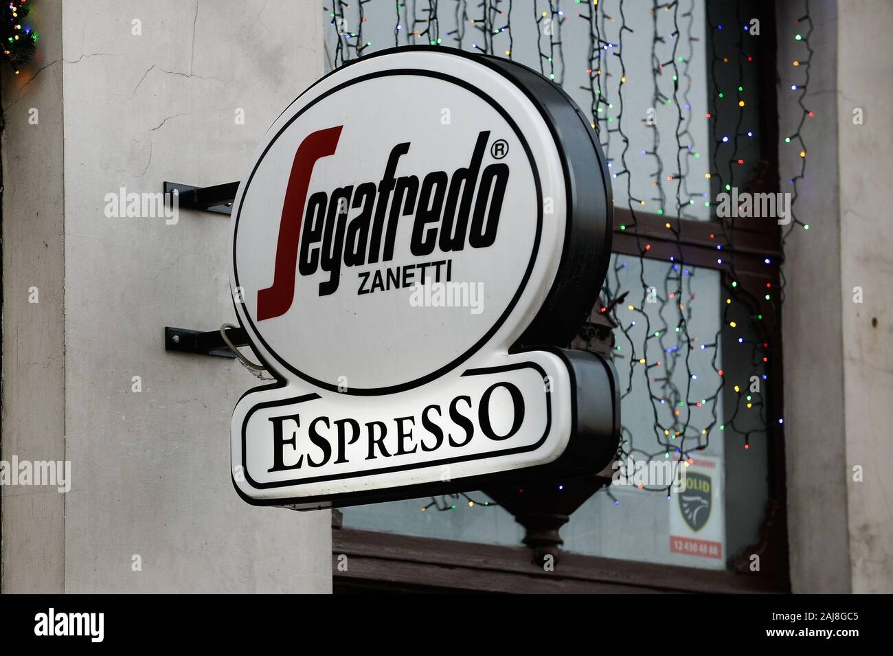 Segafredo logo seen in Krakow Stock Photo - Alamy