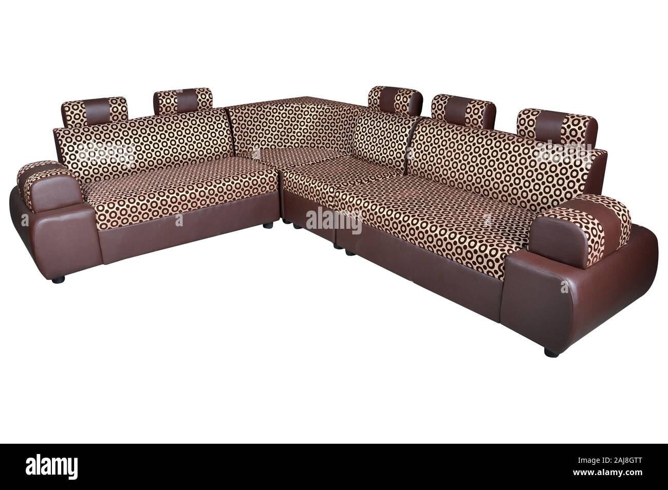 leather corner sofa on a white background Stock Photo - Alamy