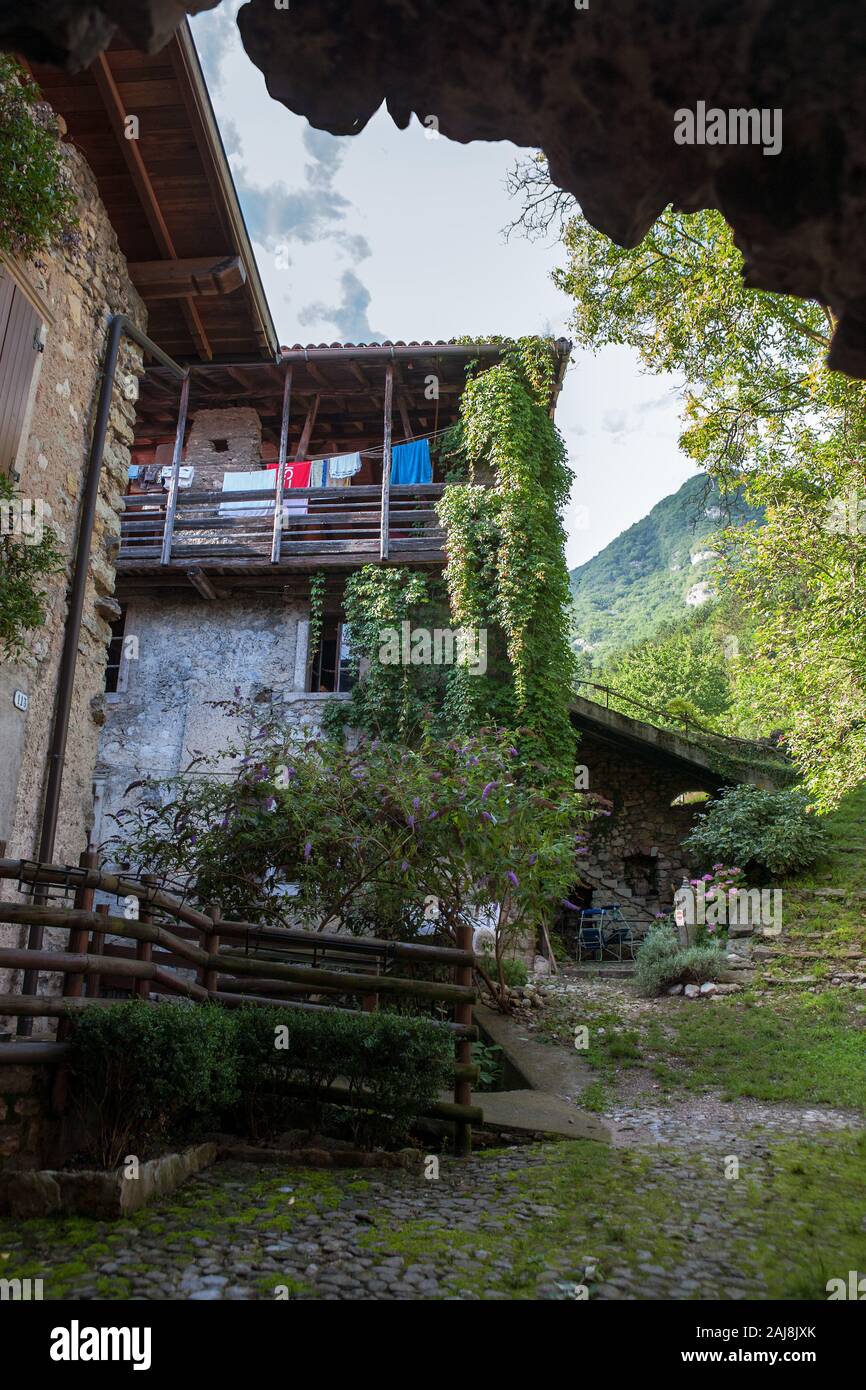 A country lane in Canale di Tenno, Trentino-Alto Adige, Italy. Chosen ...