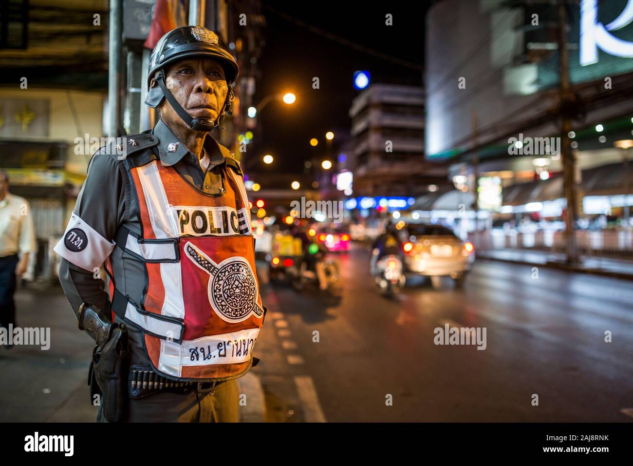 Bangkok, Thailand - March 20, 2017: Police officer on duty on the ...