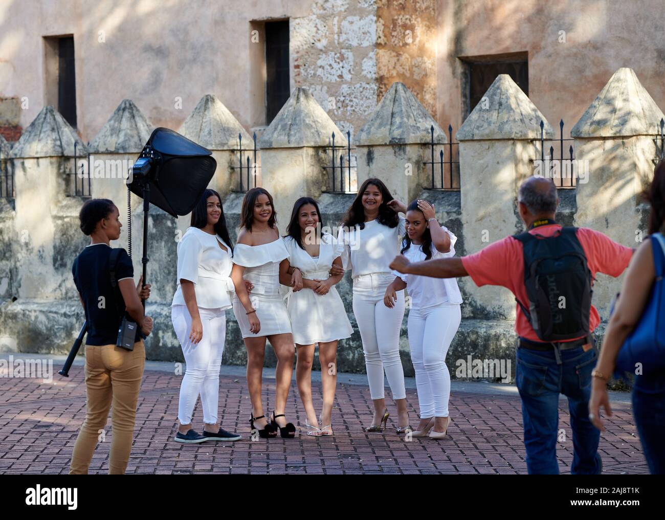 Dominicans and tourist enjoying the Old City Zona Colonial, Dominican ...