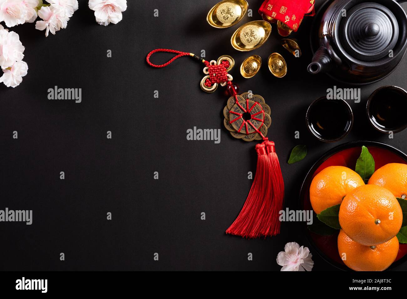 Chinese new year festival decorations pow or red packet, orange and ...