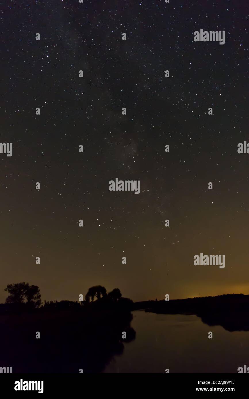 Starry Sky with city lights at Starry Park Westhavelland, Havelaue ...