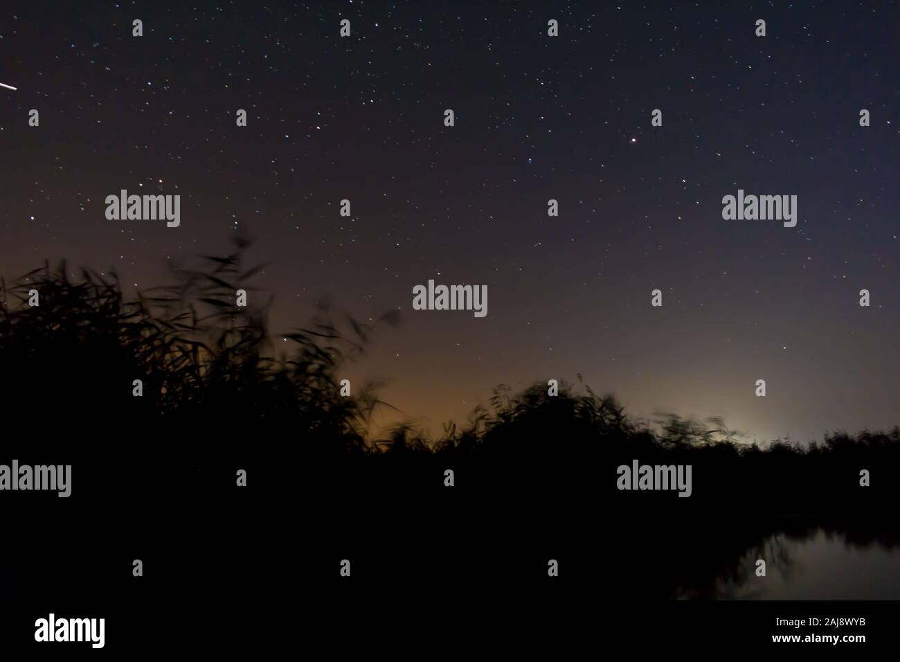 Starry Sky with city lights at Starry Park Westhavelland, Havelaue ...
