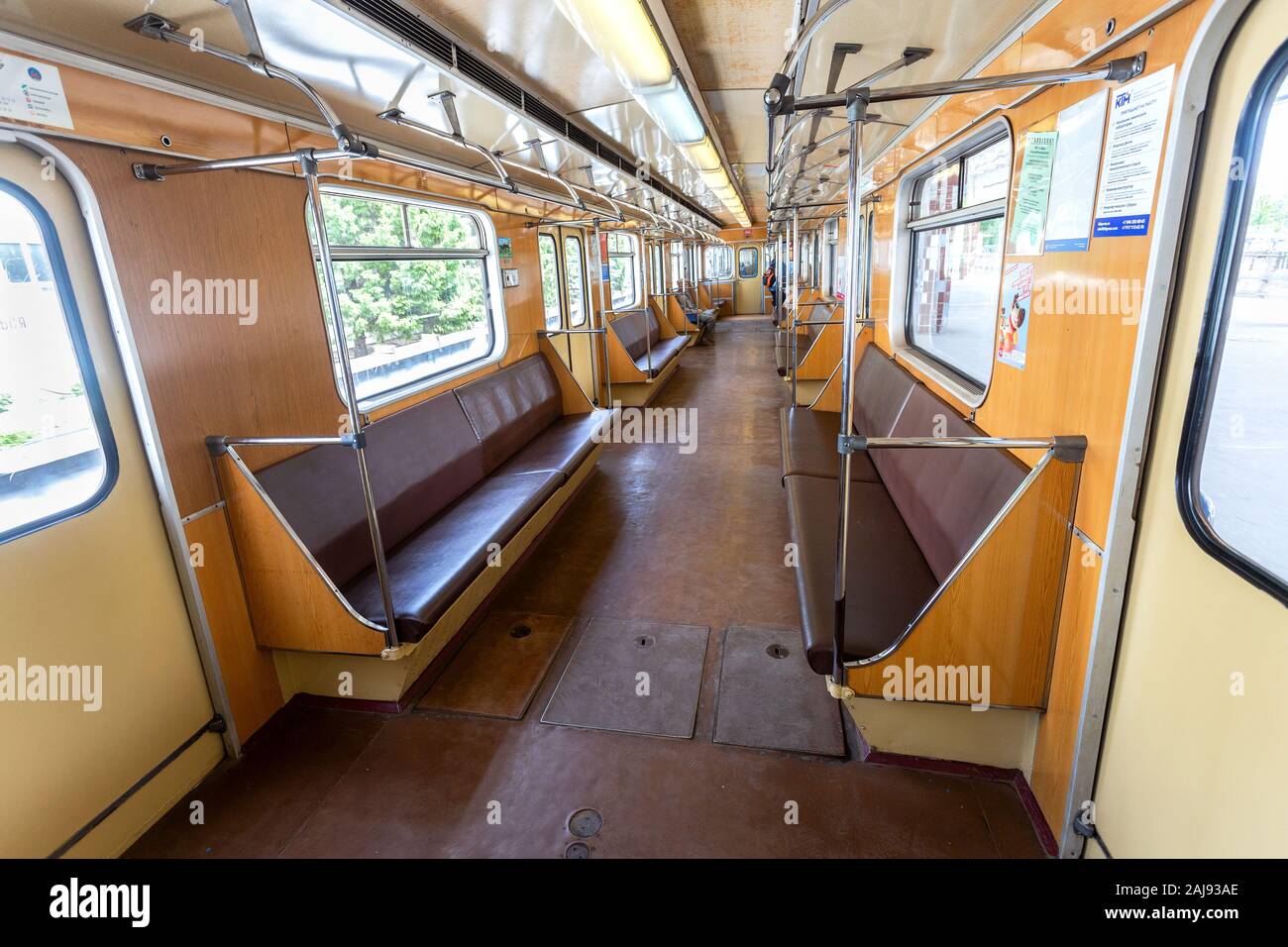 Samara, Russia - May 26, 2019: Interior view of the wagon train in ...