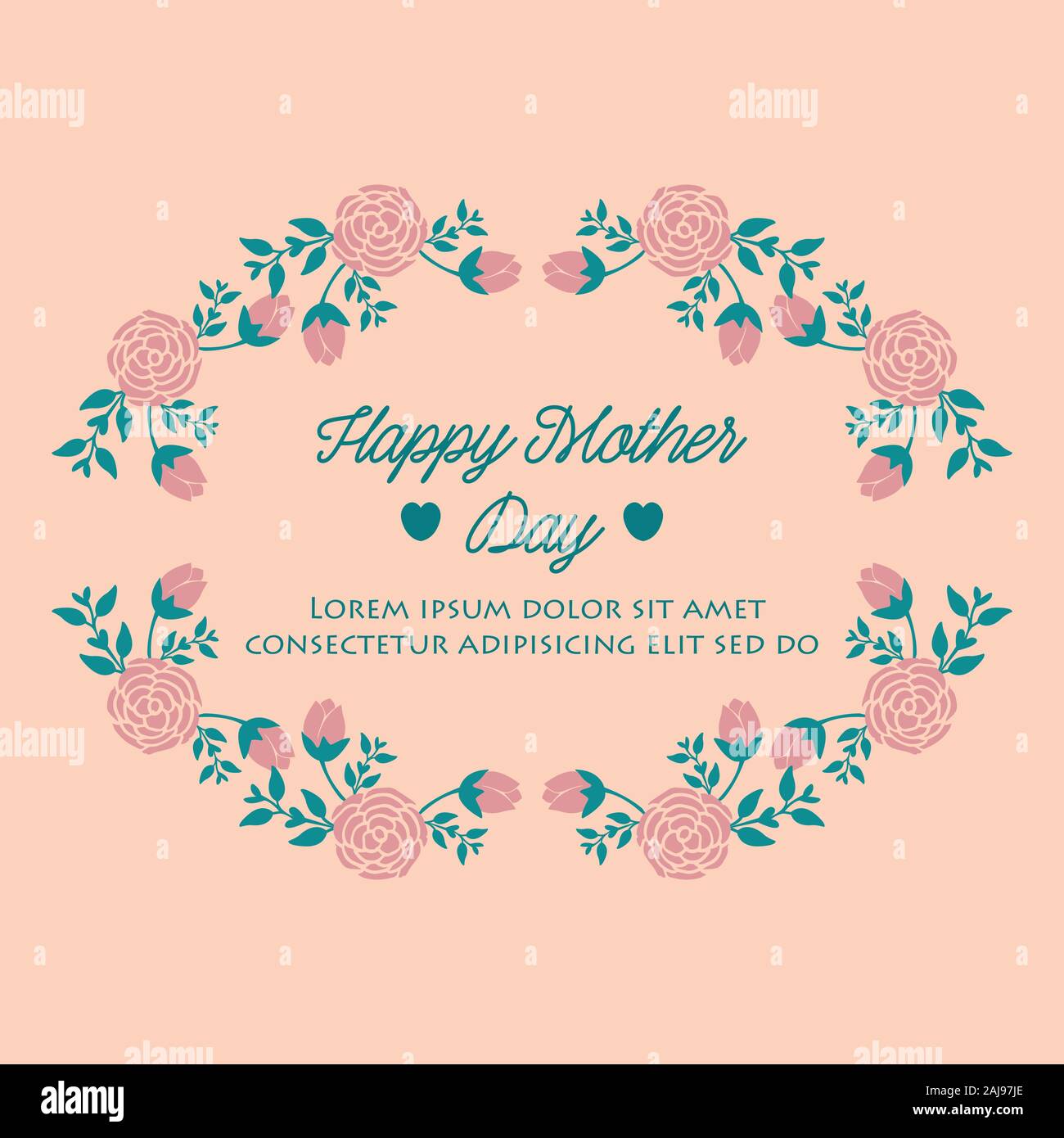 Decoration of happy mother day greeting card template, with elegant texture of peach flower ...