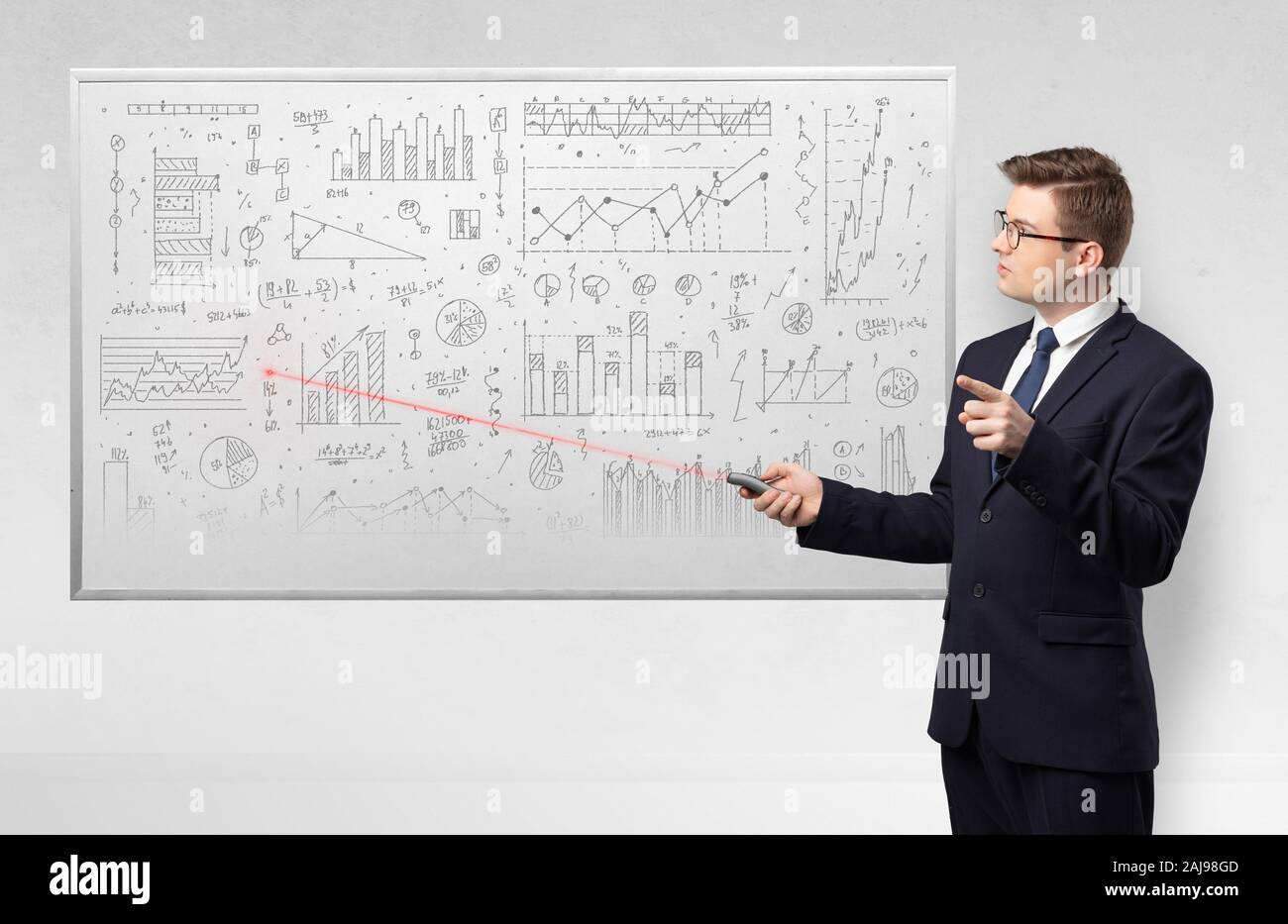Professor with laser pointer teaching geometry Stock Photo - Alamy