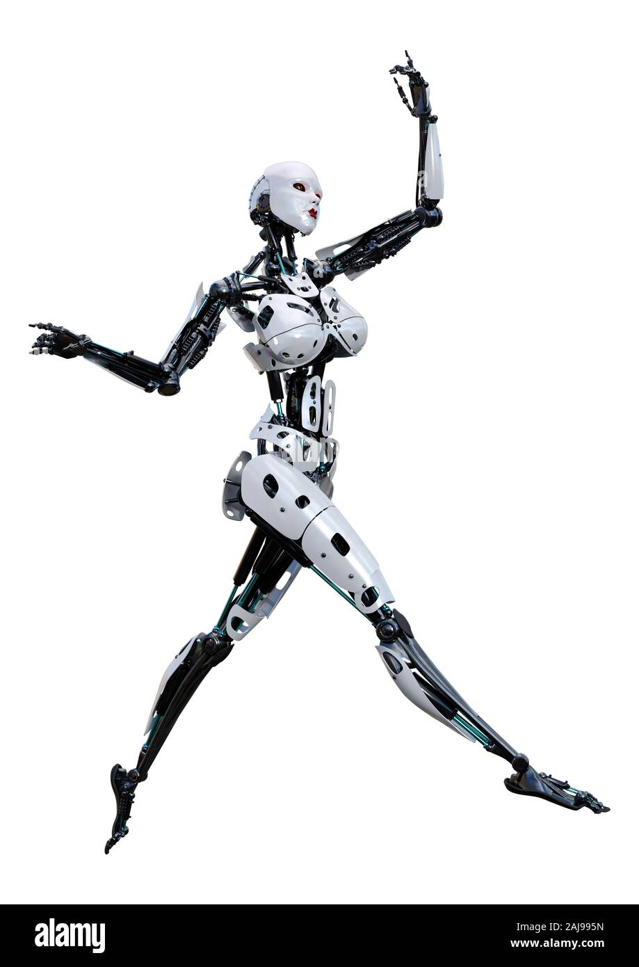 3D rendering of a female robot isolated on white background Stock Photo ...