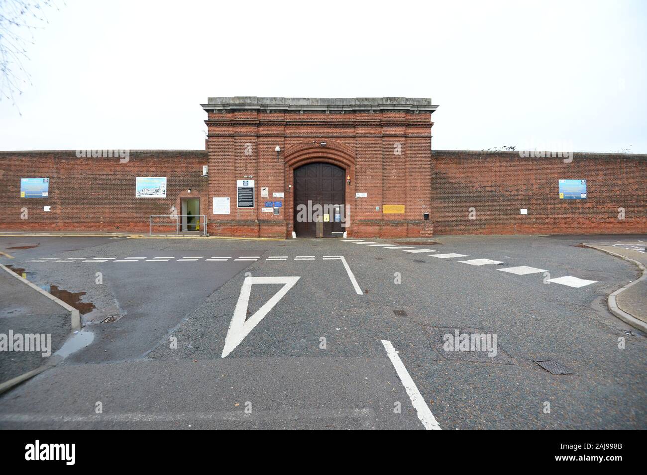 The main entrance to HM Prison Norwich, in Knox Road, Norwich, Norfolk ...