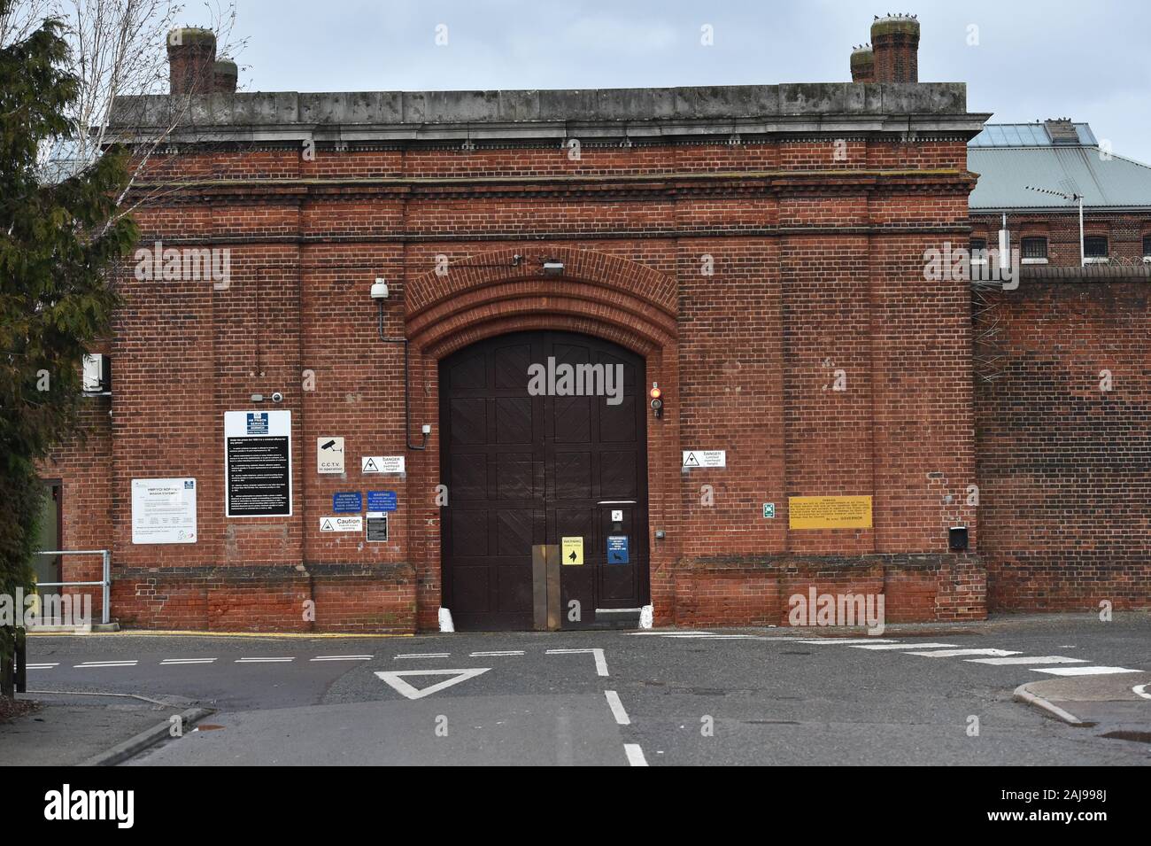 The main entrance to HM Prison Norwich, in Knox Road, Norwich, Norfolk ...