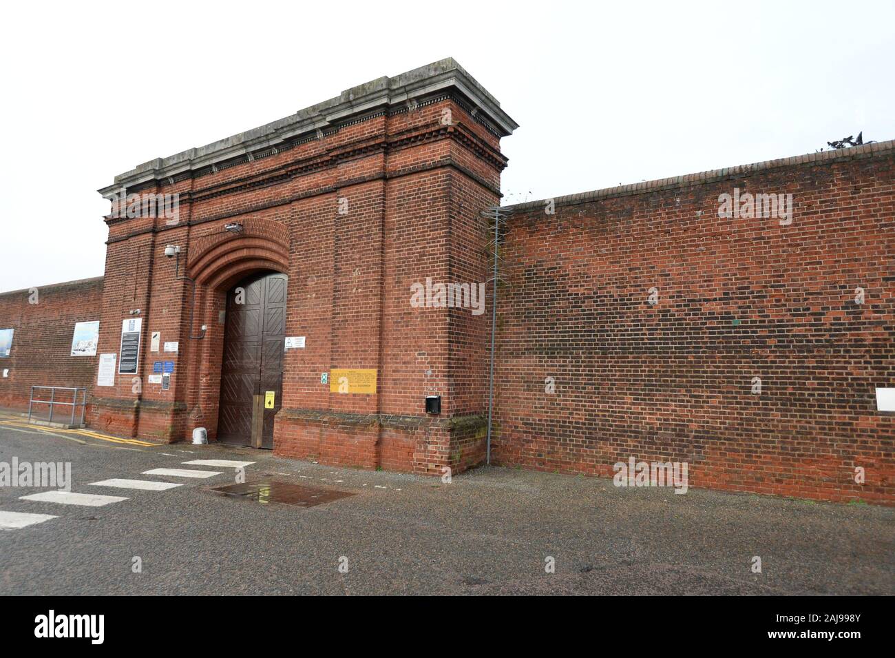 The main entrance to HM Prison Norwich, in Knox Road, Norwich, Norfolk ...