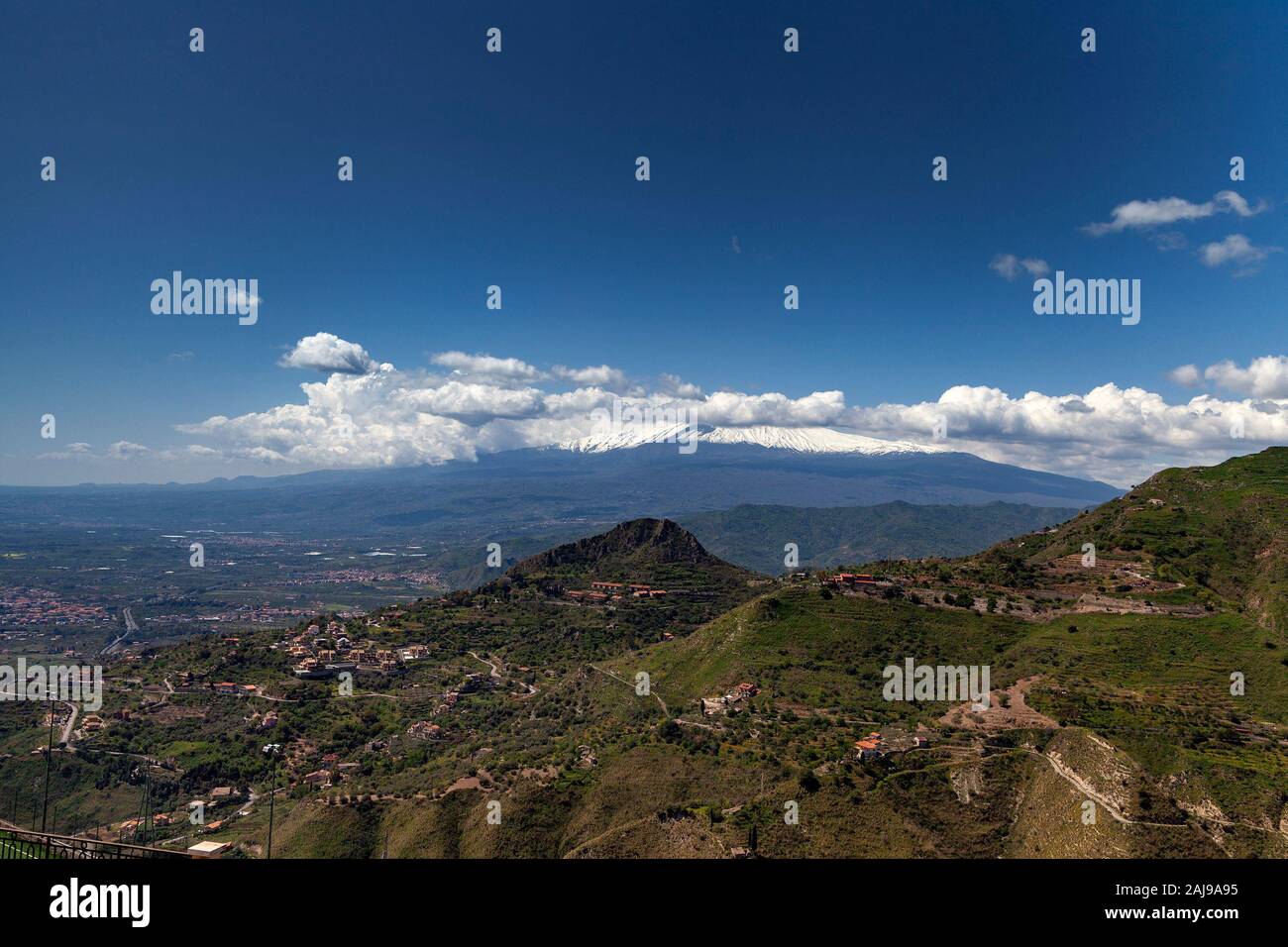 Etna volcano in sicilian landscape, Italy Stock Photo - Alamy