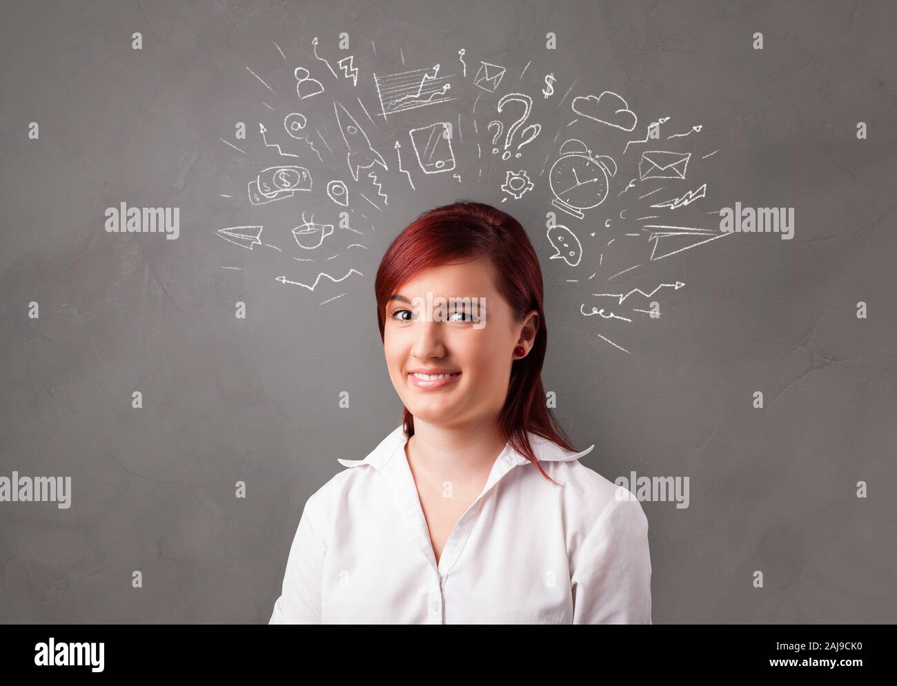 Student thinking with speech bubble concept Stock Photo - Alamy