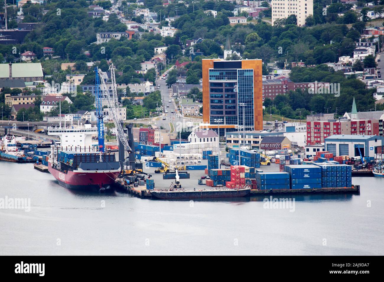 Buildings in St John's, Newfoundland and Labrador, Canada. Ships dock ...
