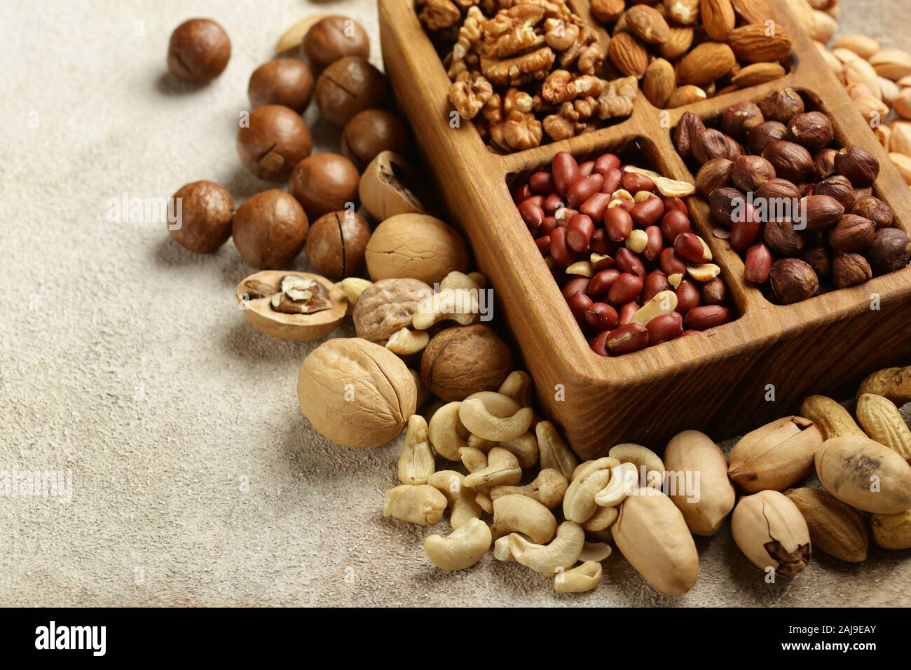 natural organic nuts mix for healthy eating Stock Photo - Alamy