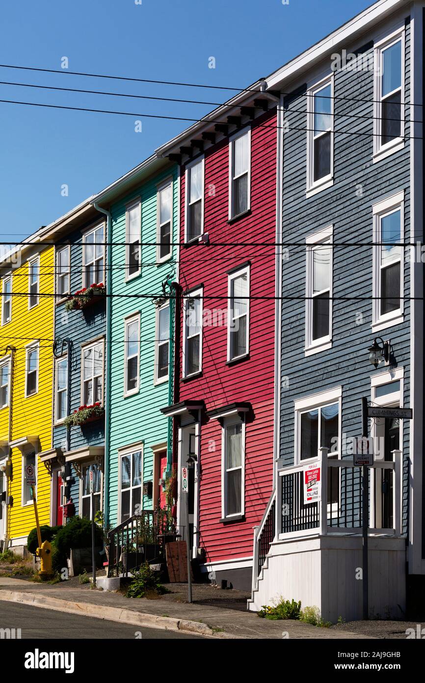 Colourful houses in St John's, Newfoundland and Labrador, Canada. The ...