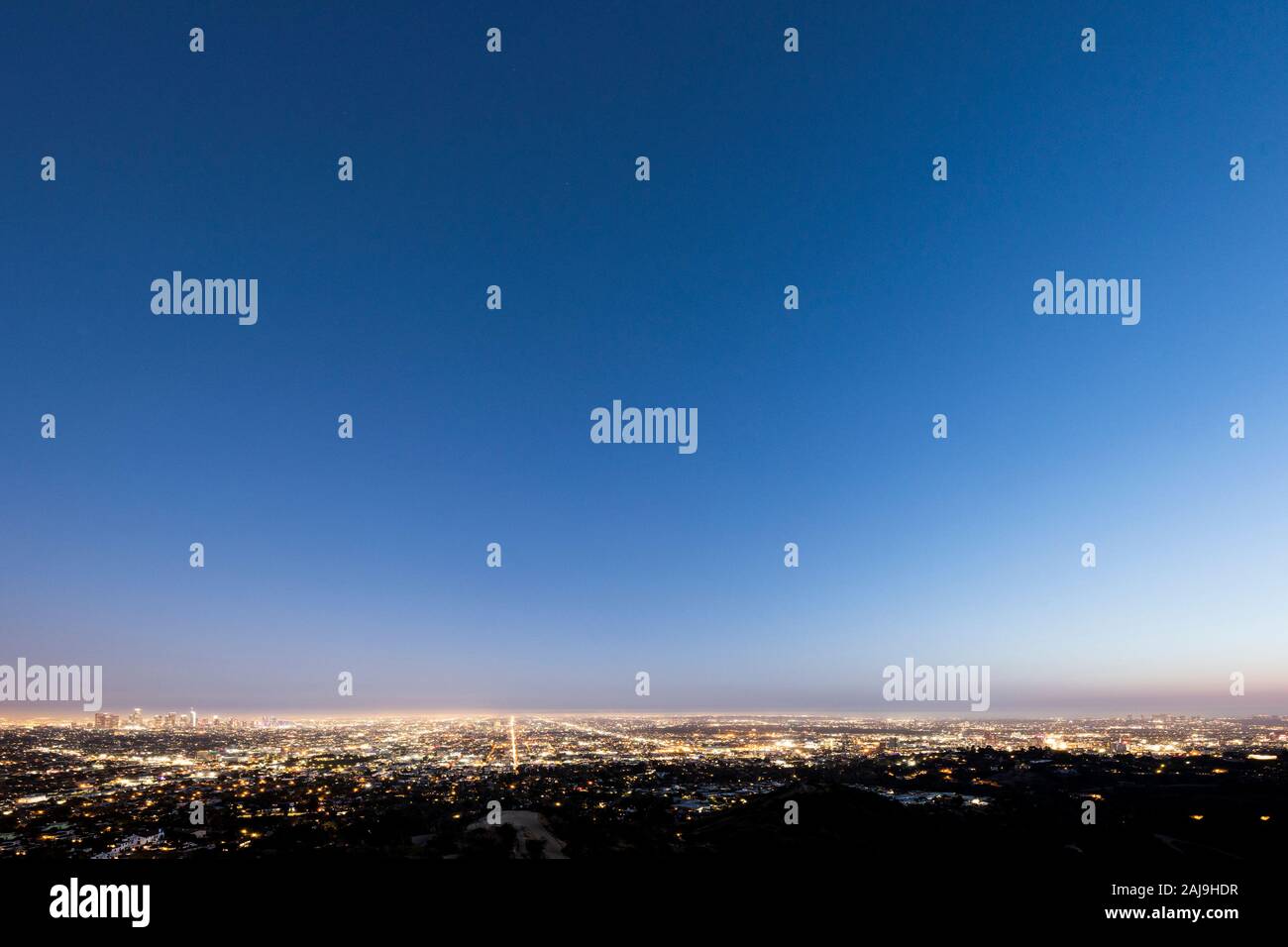 Panoramic View over L.A. from the Griffith Observatory after sunset on ...