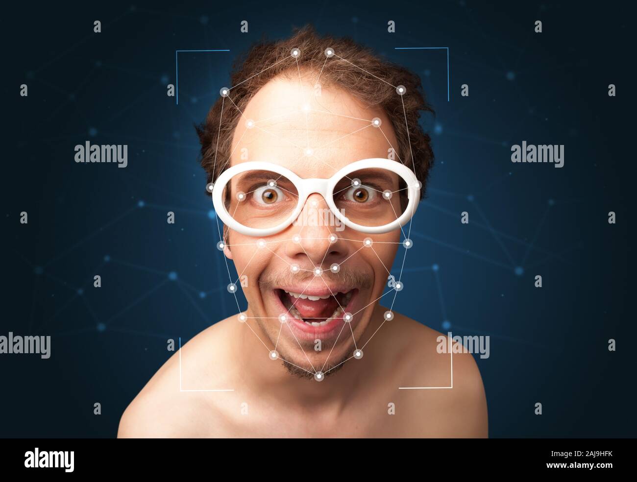 Recognition of a face by layering a mesh. Biometric verification and ...