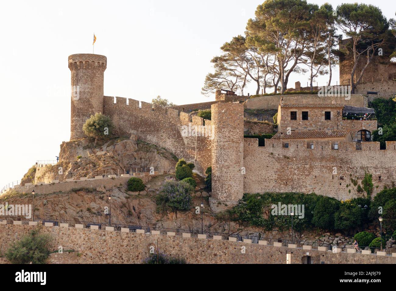 Ancient fortress by the sea in the city of Tossa de Mar, Spain Stock ...