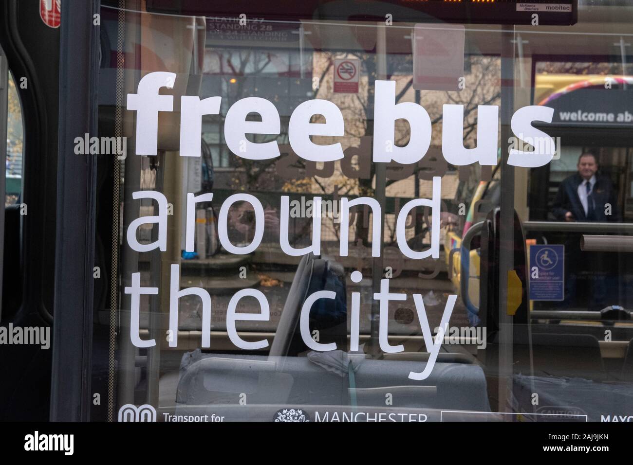 Advertising Free Bus Around The City At Manchester England 2019 Stock ...